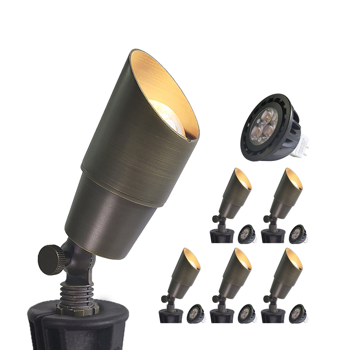 Outdoor Brass Landscape Lighting Spotlight for Yard | Waterproof & Easy ...