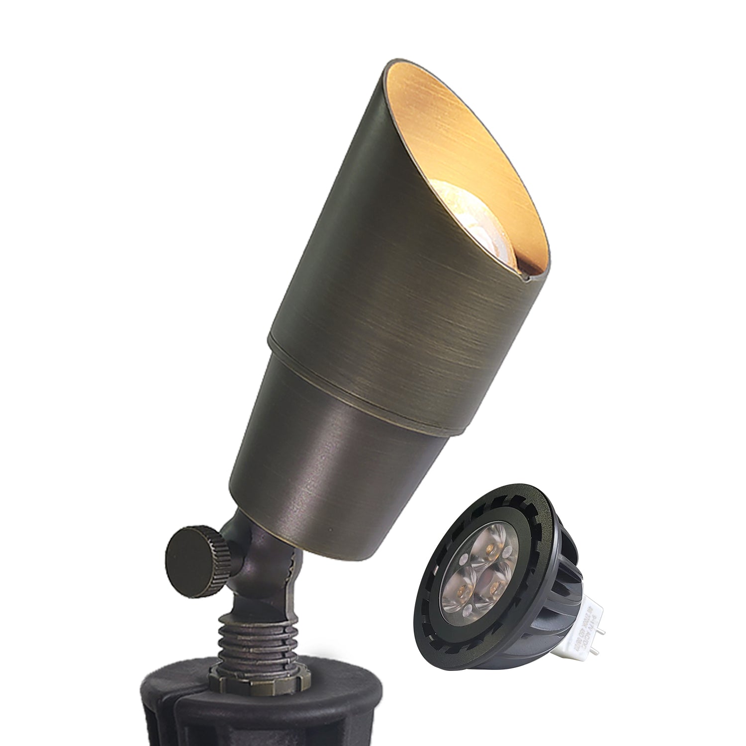 Outdoor Brass Landscape Lighting Spotlight for Yard | Waterproof & Easy ...